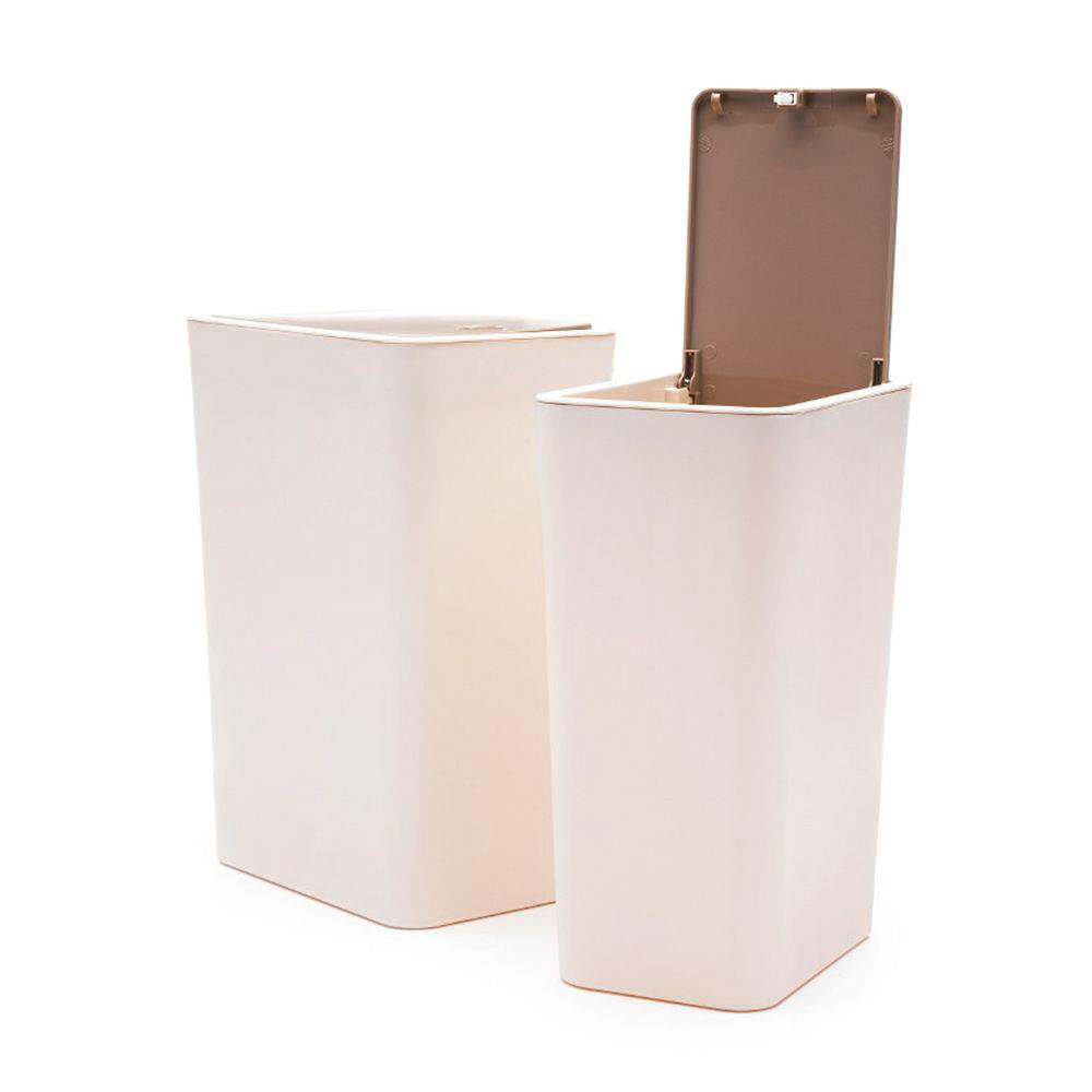 Basurero Plástico Beige y Café 12 L - Empresas Cemaco