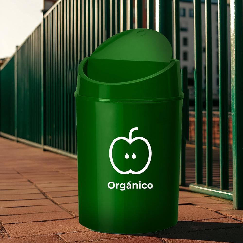 Basurero Verde para Residuos Orgánicos con Tapa Vaivén - Empresas Cemaco
