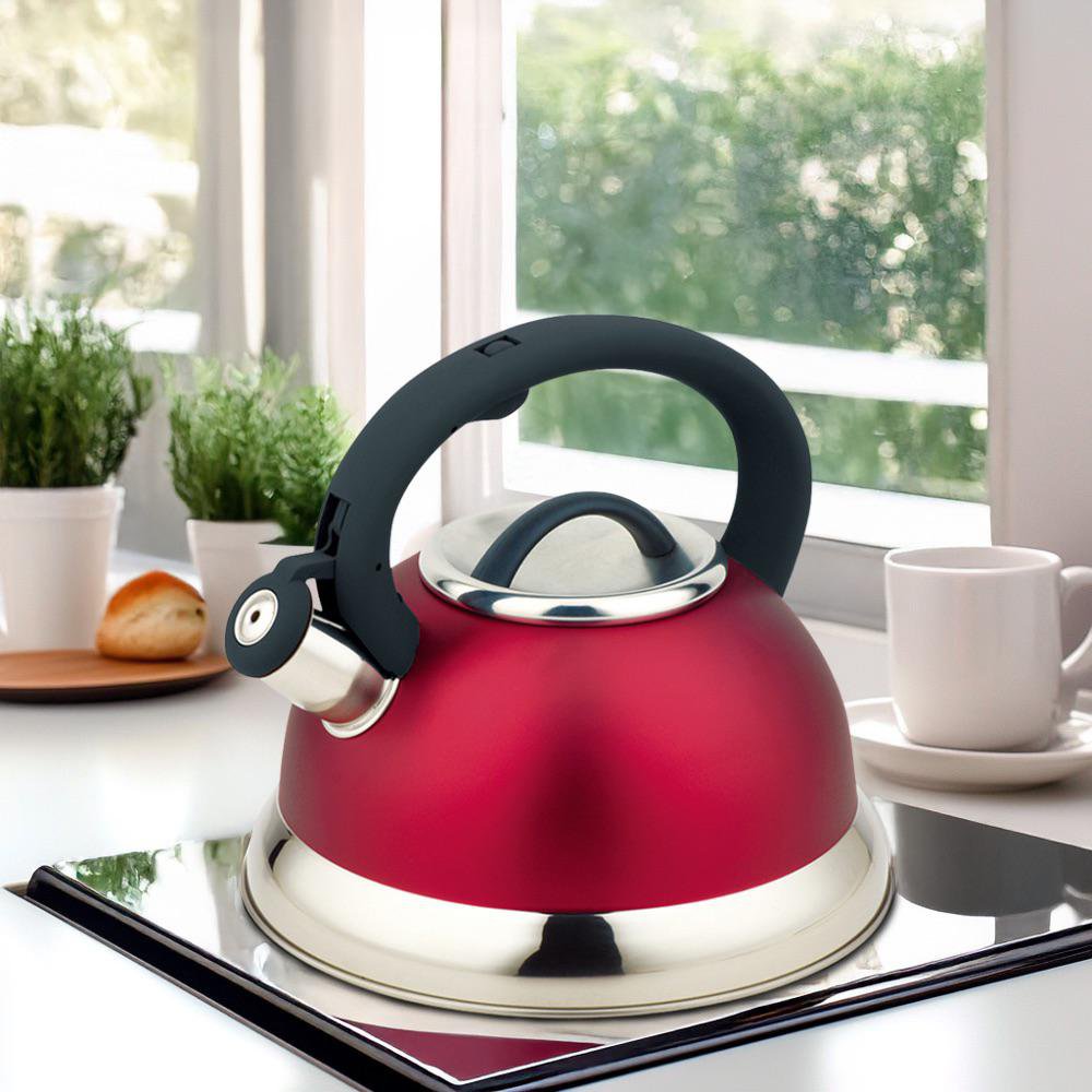 Tetera Roja de Acero Inoxidable con Mango Ergonómico 3 L - Empresas Cemaco