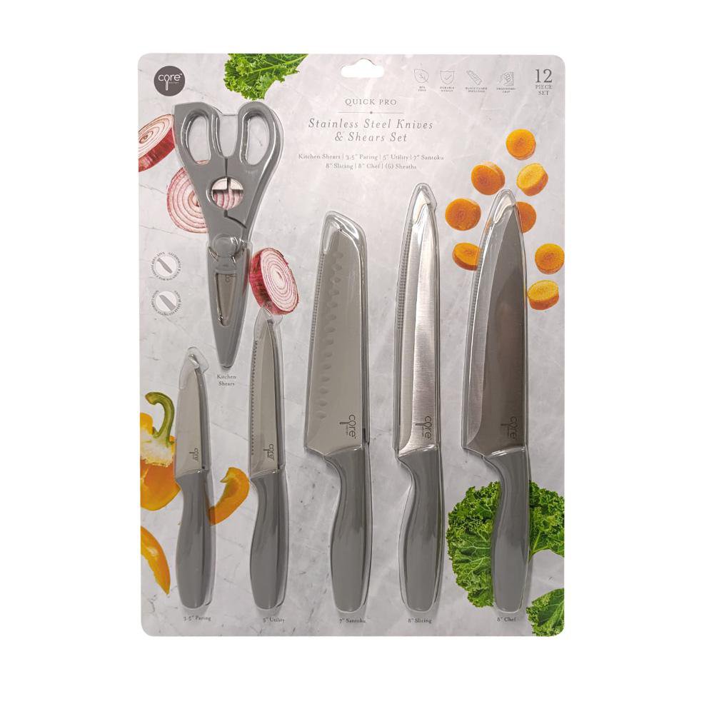 Set de 6 Cuchillos y Tijeras de Acero Inoxidable - Empresas Cemaco