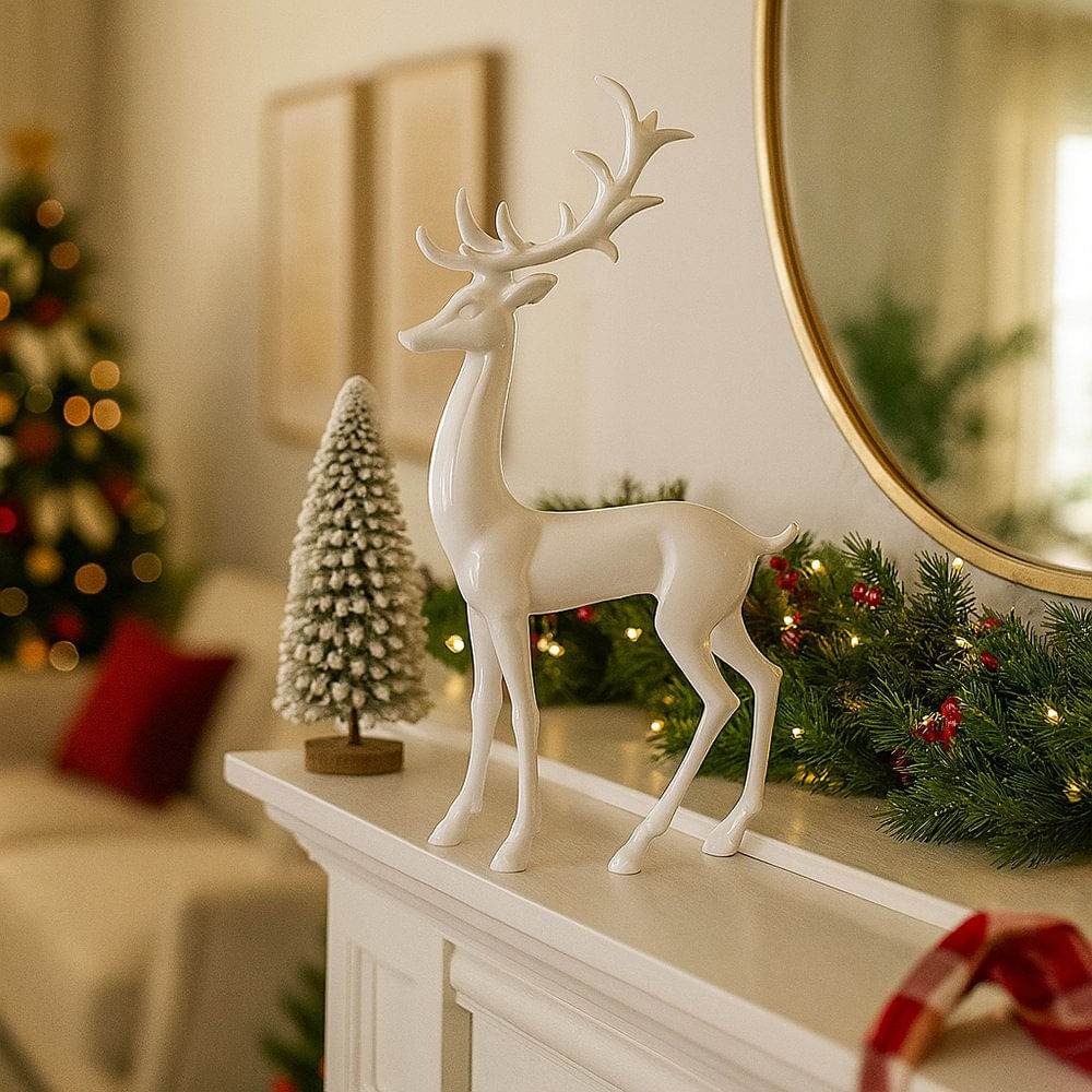 Figura Decorativa de Reno Blanco - Empresas Cemaco
