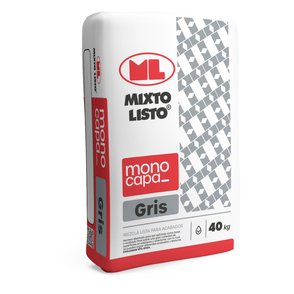 Monocapa Gris Mixto Listo 40 kg - Empresas Cemaco