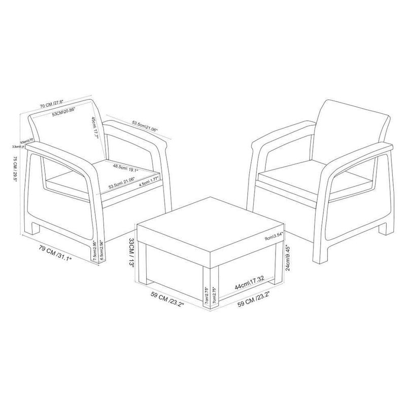 Set Corfu Balcony Grafito de Exterior - Keter - Empresas Cemaco