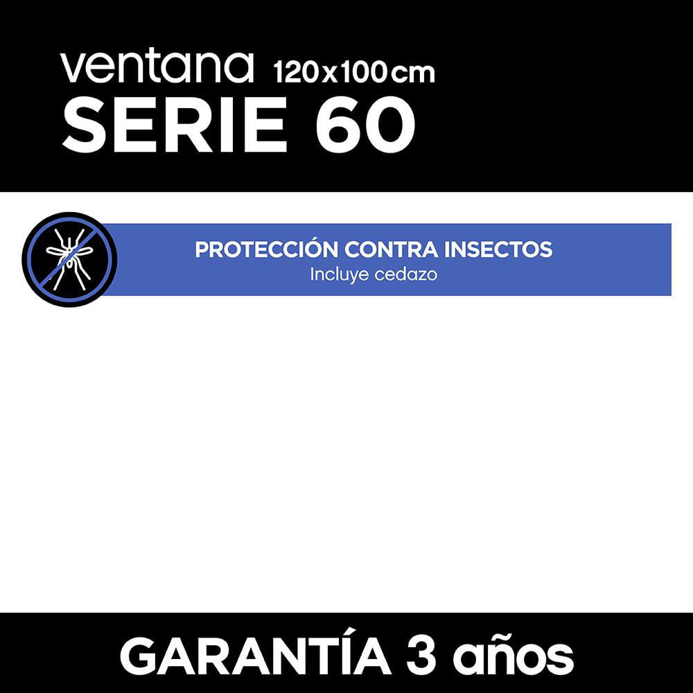 Ventana PVC S60 Corrediza con Cedazo 120 x 100 Cm - Empresas Cemaco