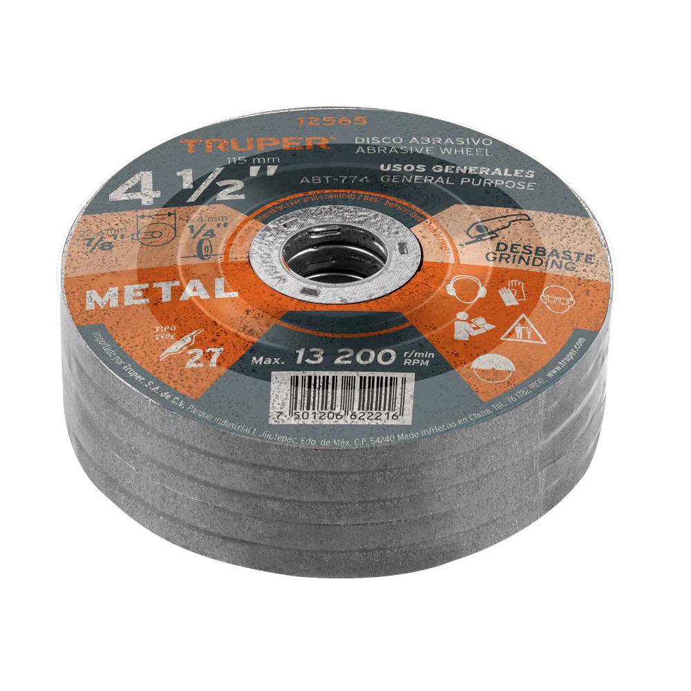 Disco para Desbaste de Metal 6.4 Mm x 4-1/2 Plg - Truper - Empresas Cemaco